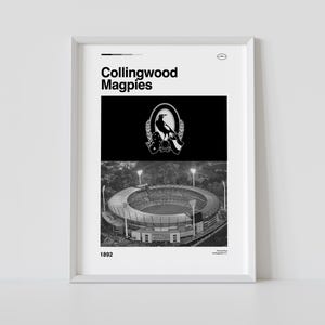 Collingwood Magpies Print – AFL Mid-century Modern Wall Art Digital ...