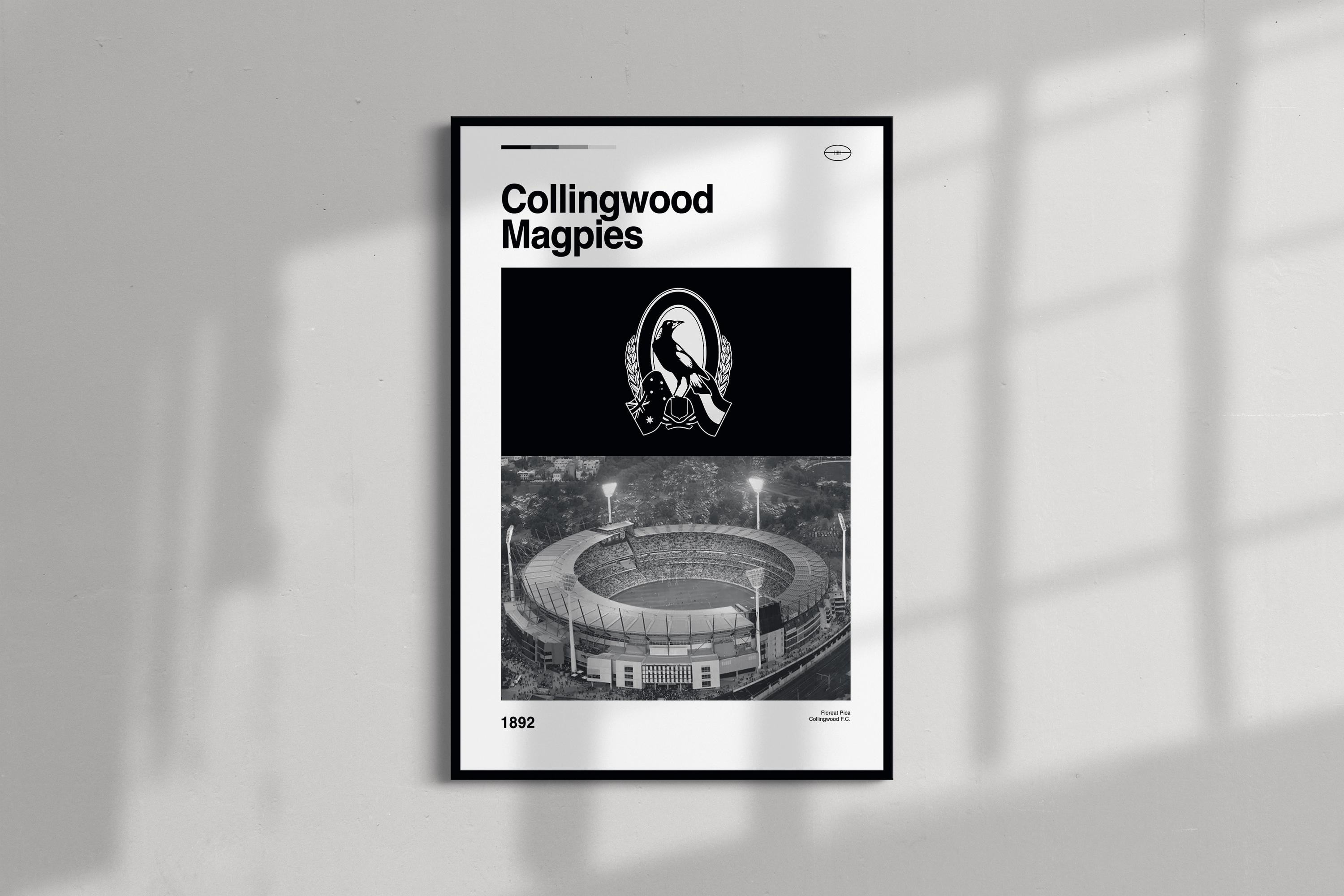 Collingwood FC Minimal Modern Art Print Mid-century Design Wall Art ...