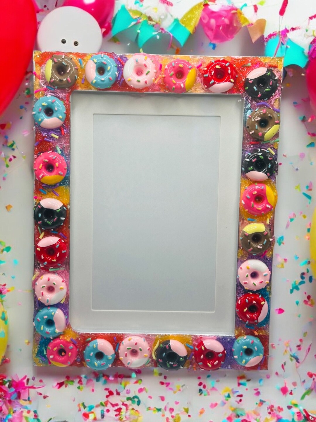 Colorful 3D Donuts and Sprinkles Picture Frame in a 5x7 in Solid Wood ...
