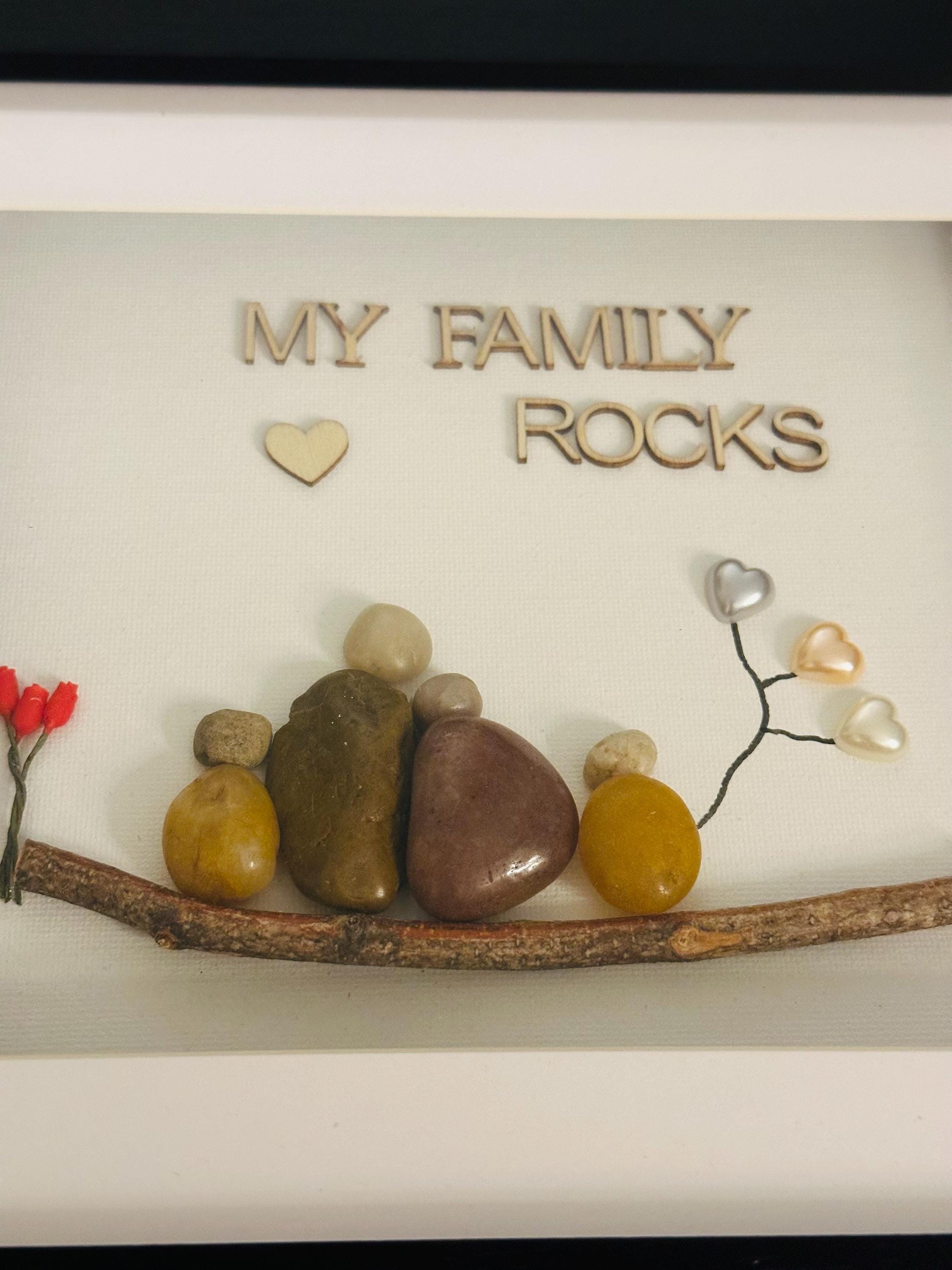 Personalized Family Pebble Art Shadow Box - Handmade 9x11 Inch Frame ...