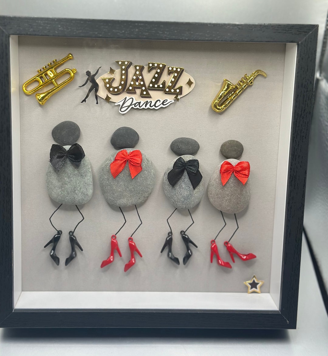 Jazz Dance Pebble Art in 8”x8” Shadow Box Frame. Glamour, Dancing ...