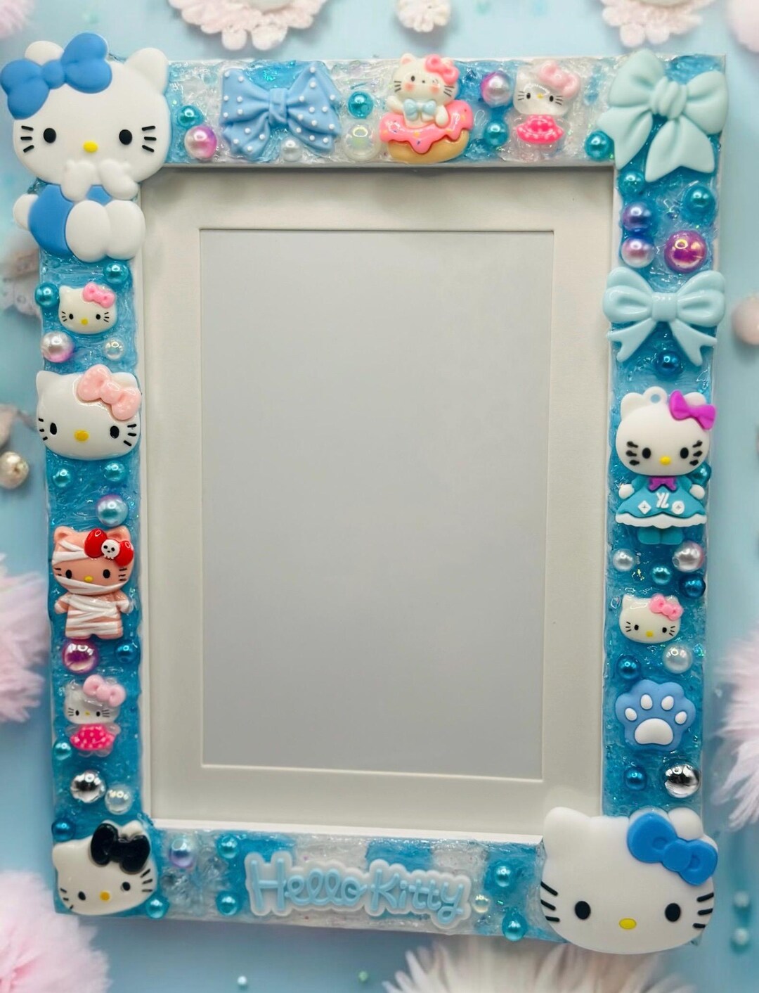 Blue Hello Kitty and Friends Picture Frame Handmade Sparkly Decoden ...