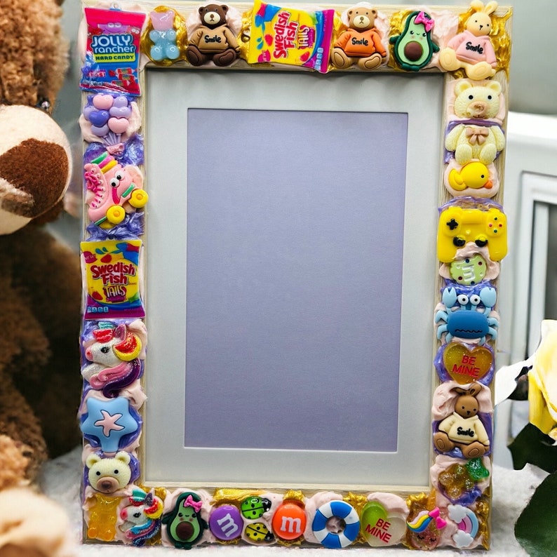Candy Pop Art Frame With a Combination of Treats, Teddy Bears, Roller ...