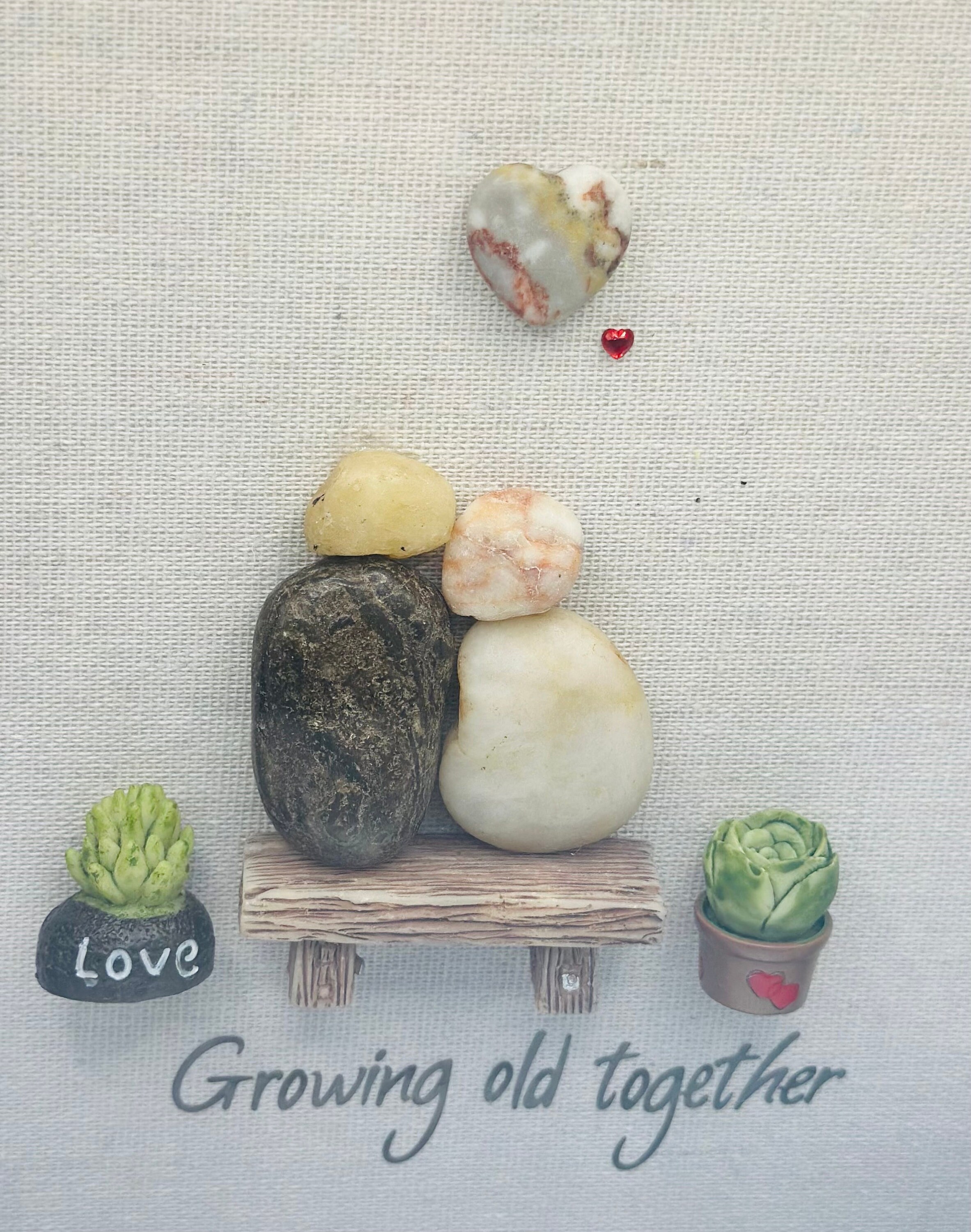 Family Pebble Art in 9x9 Frame With Glass Pebble People ,eternal Love ...