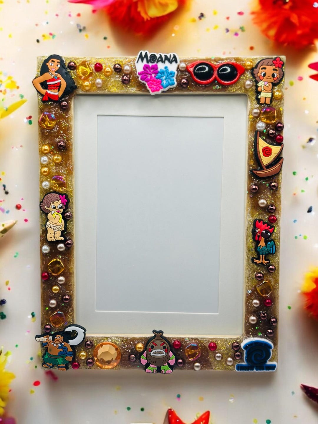 Moana Disney Inspired Picture Frame Moana Gold Sparkly Decoden Frame ...