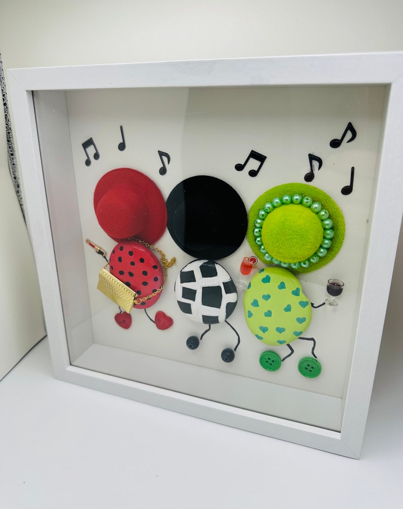 Hand Painted Pebble Art: Dancing Divas Rock Art in Shadow Box - Etsy