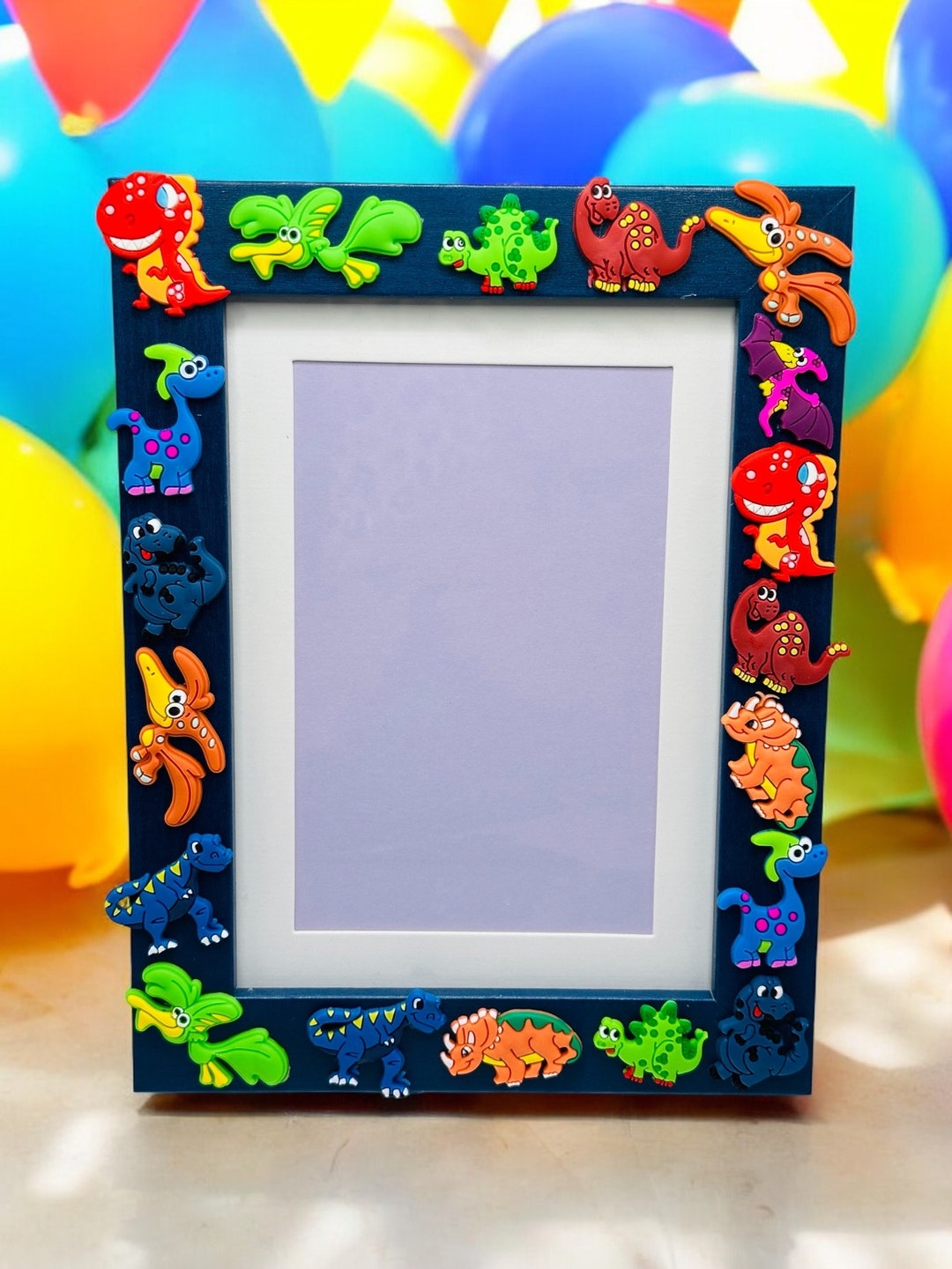 Colorful Dinosaur Picture Frame Cute Dinosaur Cabochon Decorated Navy ...