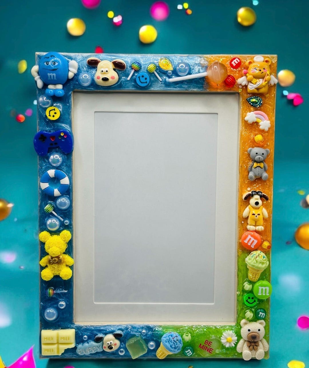 Colorful 3D Kawaii Picture Frame | Resin Teddy Bear Decoration | Cute ...