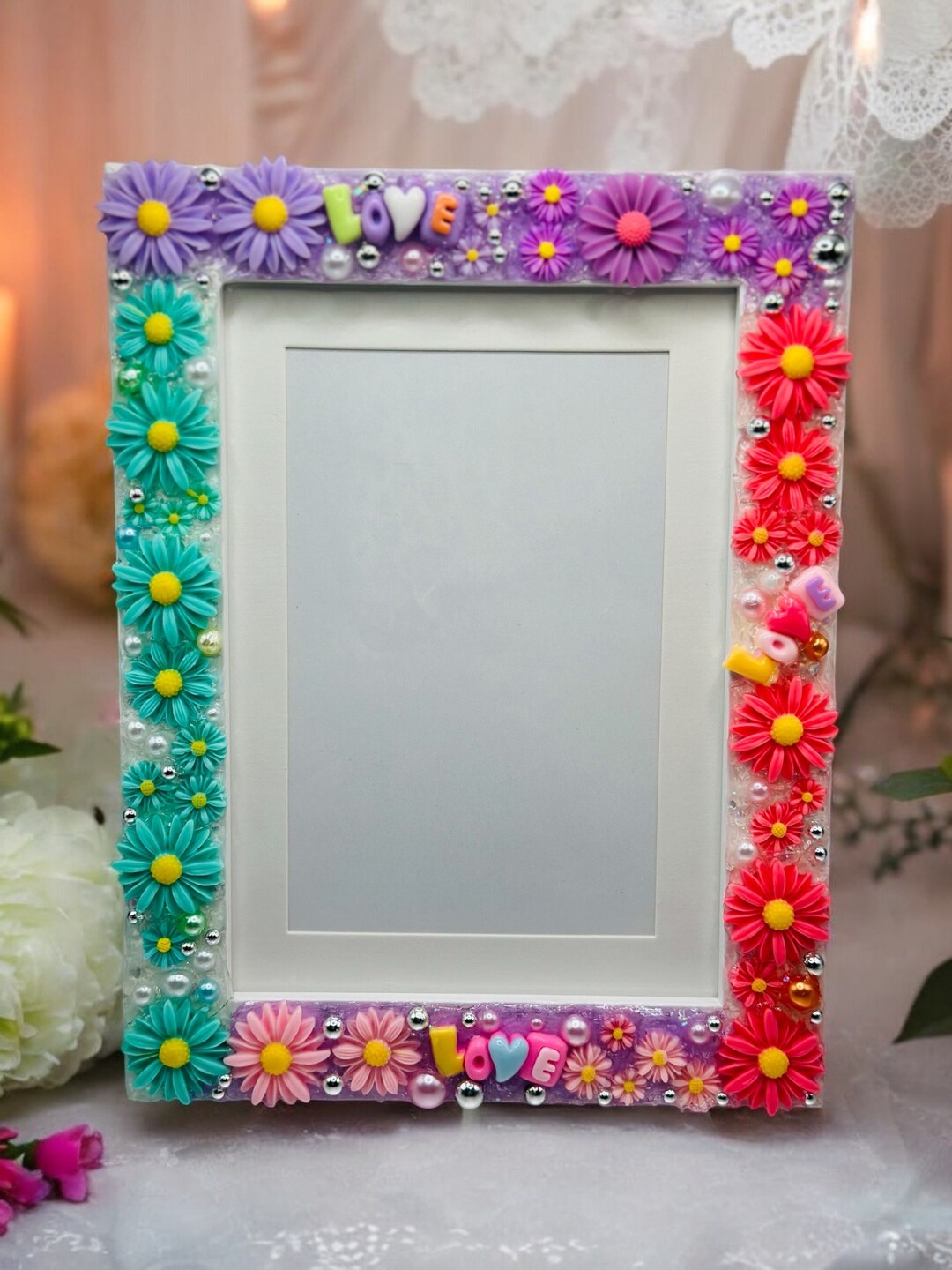 Colorful Flower Picture Frame| Multicolored Eye Catching 3D Resin ...