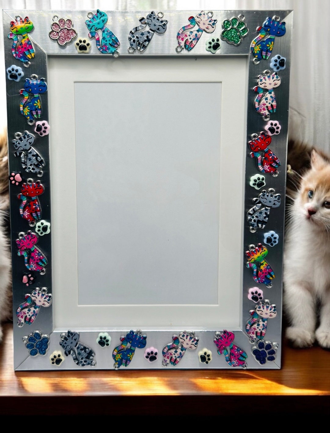 Kitten Love Picture Frame, Multicolored Resin Paws and Cats Frame Gift ...