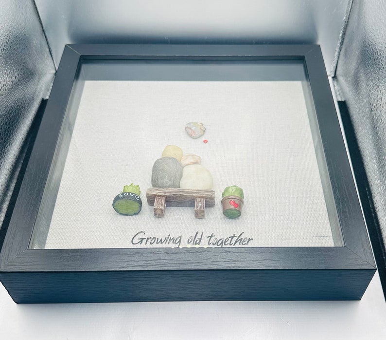 Family Pebble Art in 9x9 Frame With Glass Pebble People ,eternal Love ...