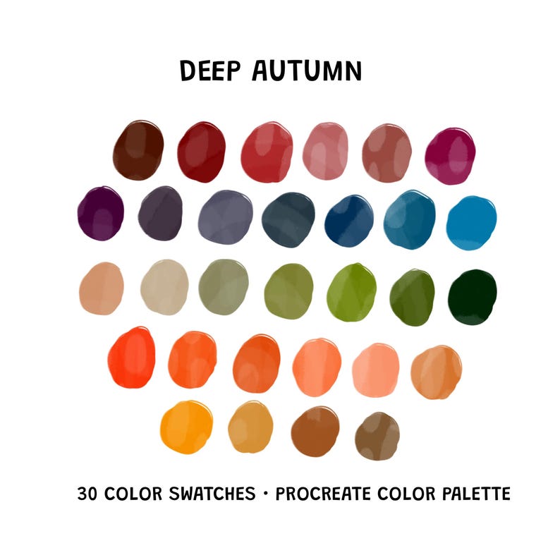 Deep Autumn Procreate Color Palette Instant Download Etsy