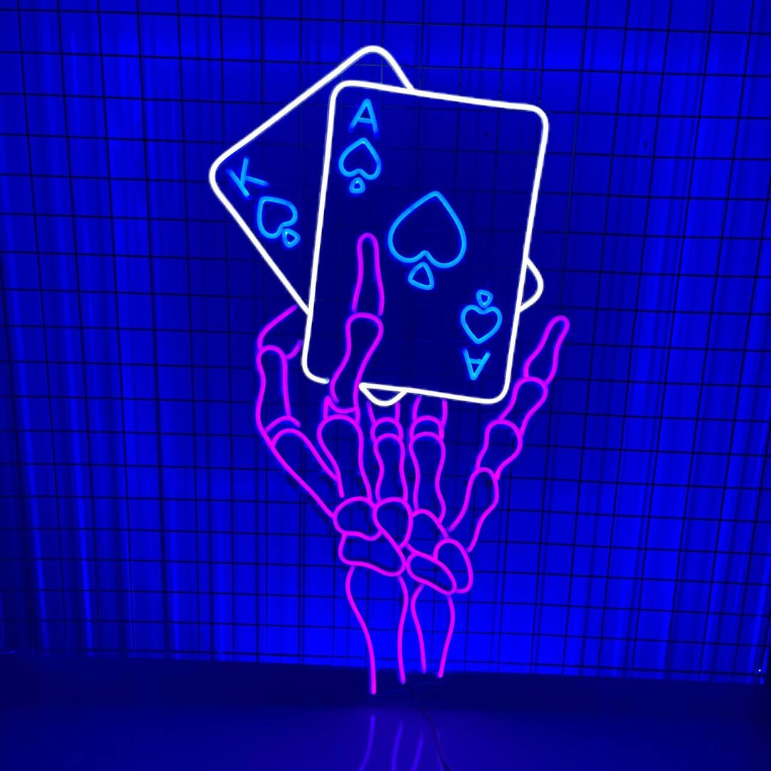 Skeleton Holding Cards Neon Sign Skeleton Holding Cards Neon - Etsy