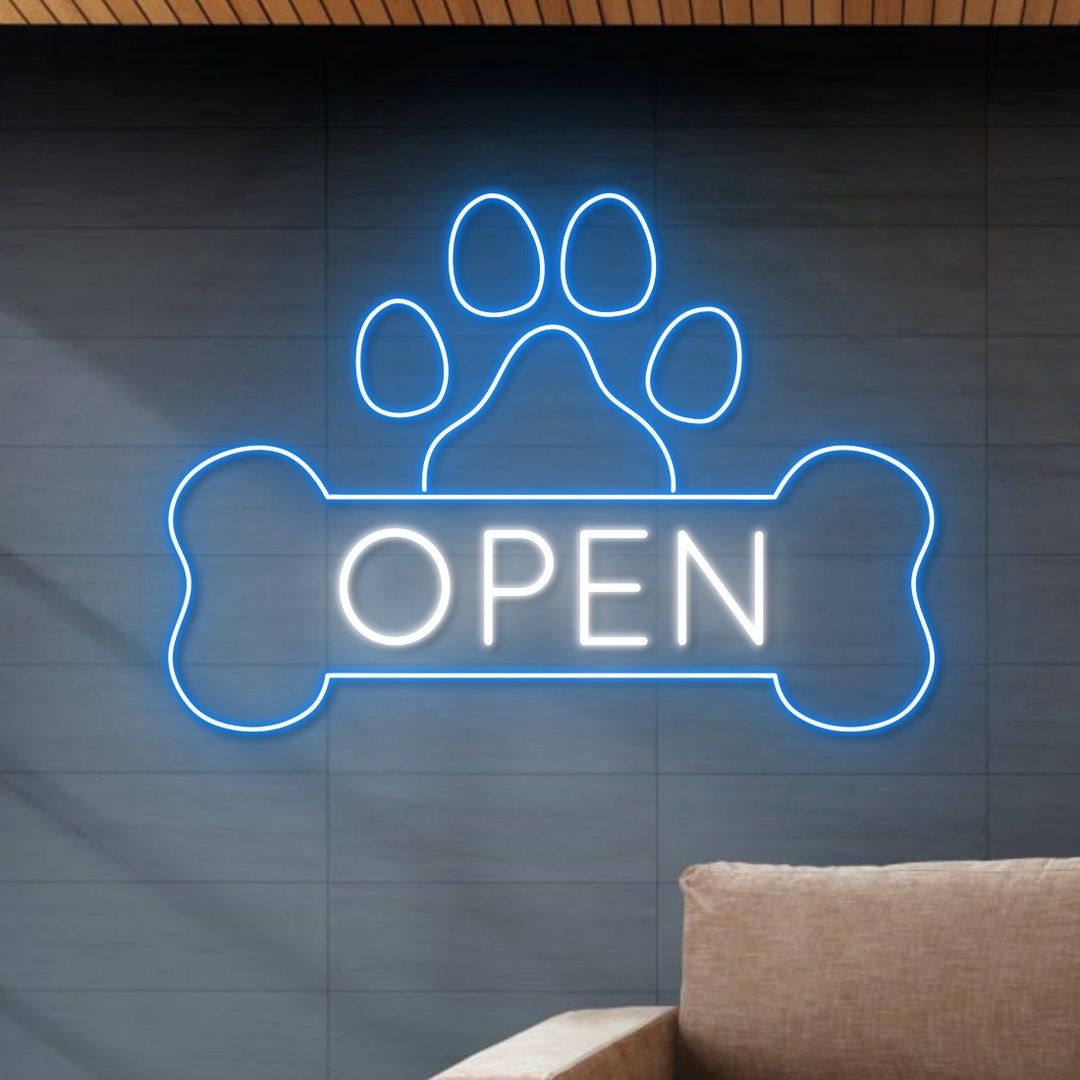 Open Paw Dog Bone Neon Sign Pet Paw Neon Light Dog Bone Led - Etsy