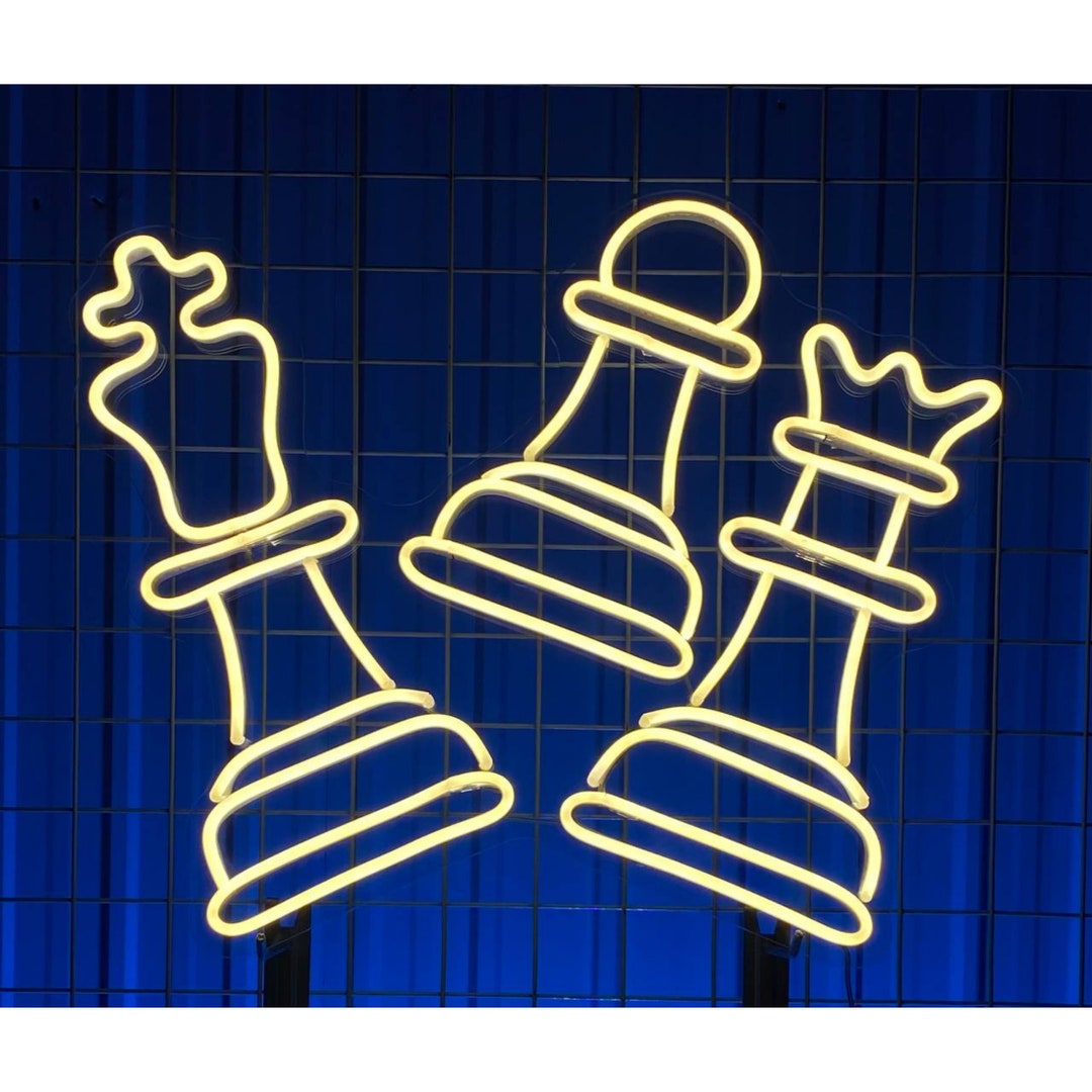 Chess Neon Sign Chess Figures Neon Light Brain Game Led - Etsy