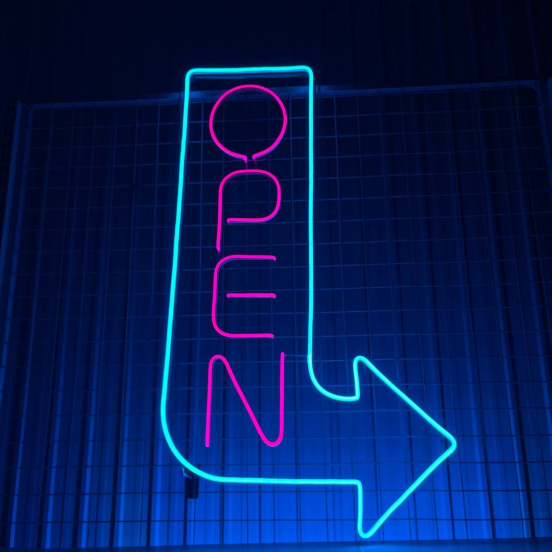 Open Right Arrow Neon Sign Open Led Light Open Neon Light - Etsy