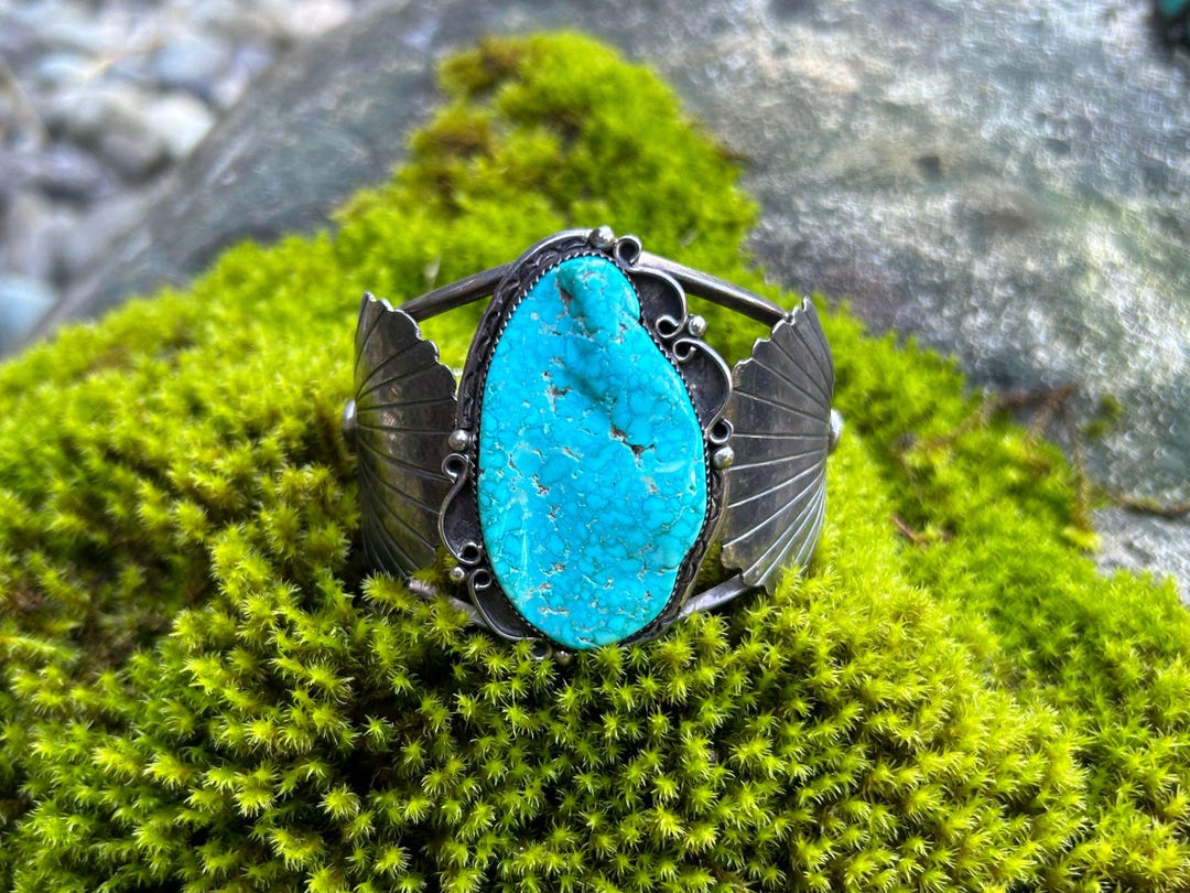 Johnny Frank Navajo Sterling Large Turquoise Cuff Bracelet - Etsy