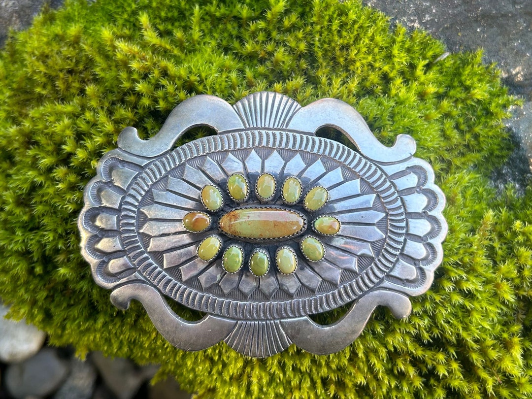 Rick Martinez Navajo Sterling Silver Royston Turquoise Belt Buckle - Etsy