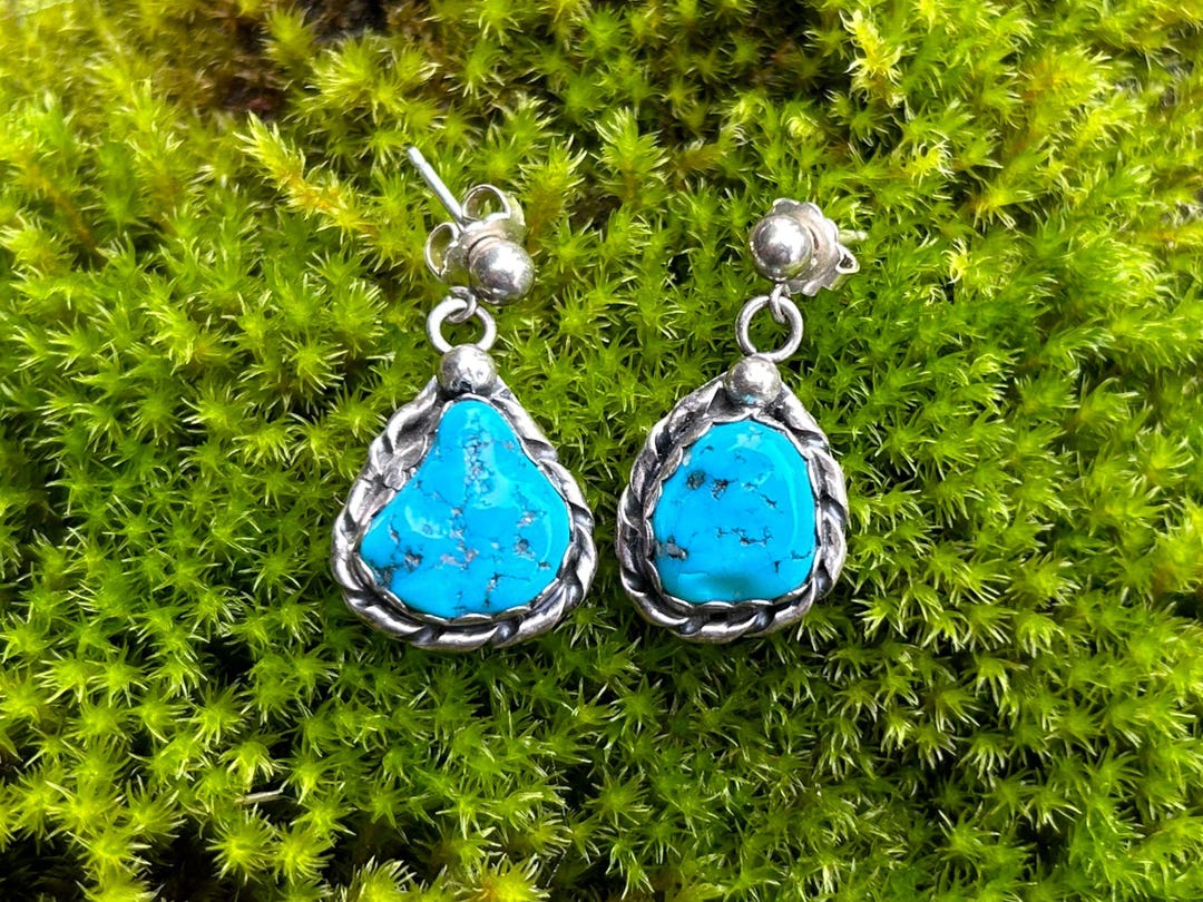 Davey Morgan Navajo Sleeping Beauty Sterling Silver Vintage Dangly Post ...
