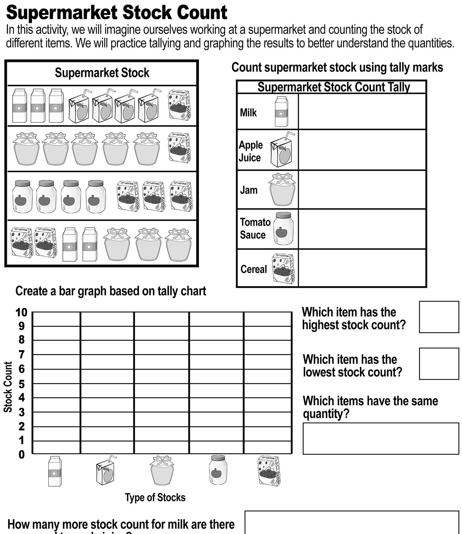 Tallying Graphing Practice Worksheets Printable First Grade ...