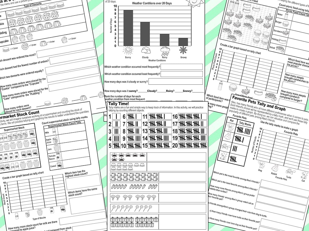 Tallying Graphing Practice Worksheets Printable First Grade ...