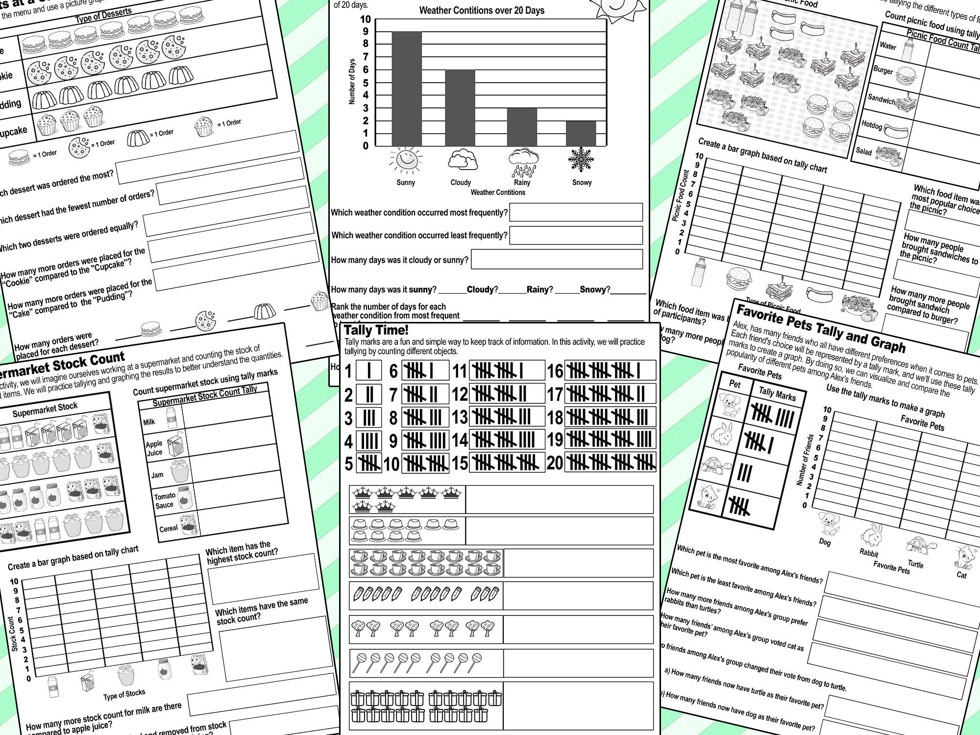 Tallying Graphing Practice Worksheets Printable First Grade ...