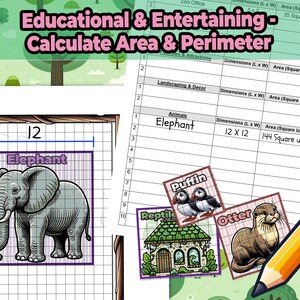 Area Perimeter Zoo Design Math Activity for Kids| Cost Calculations ...