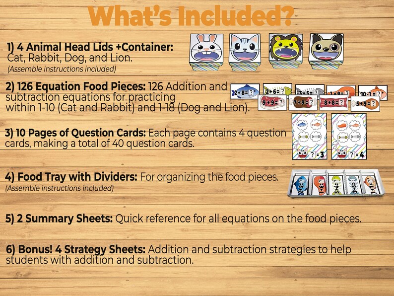 Addition Subtraction Feeding Fun Math Activity-educational Math ...