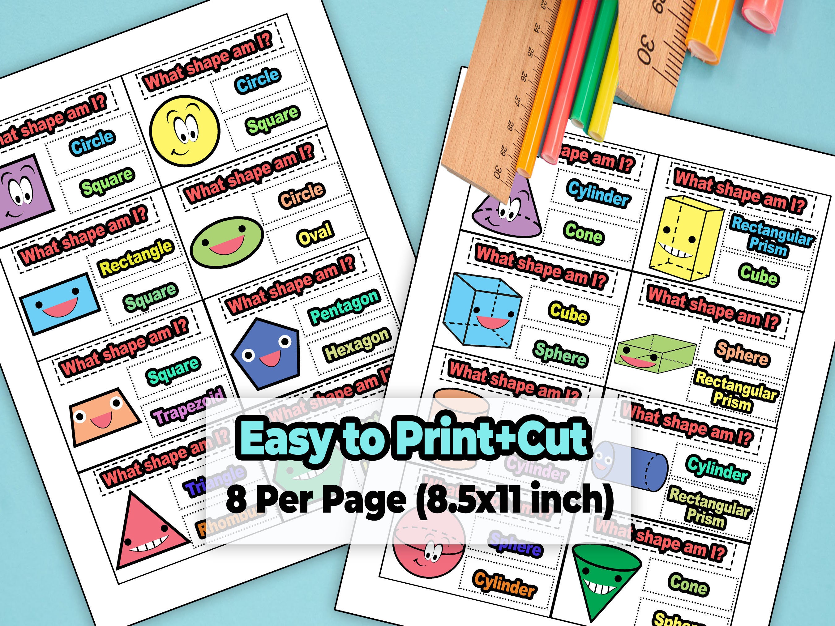 2D Shapes Math Practice Kids 2D and 3D Shapes Learning Activity ...