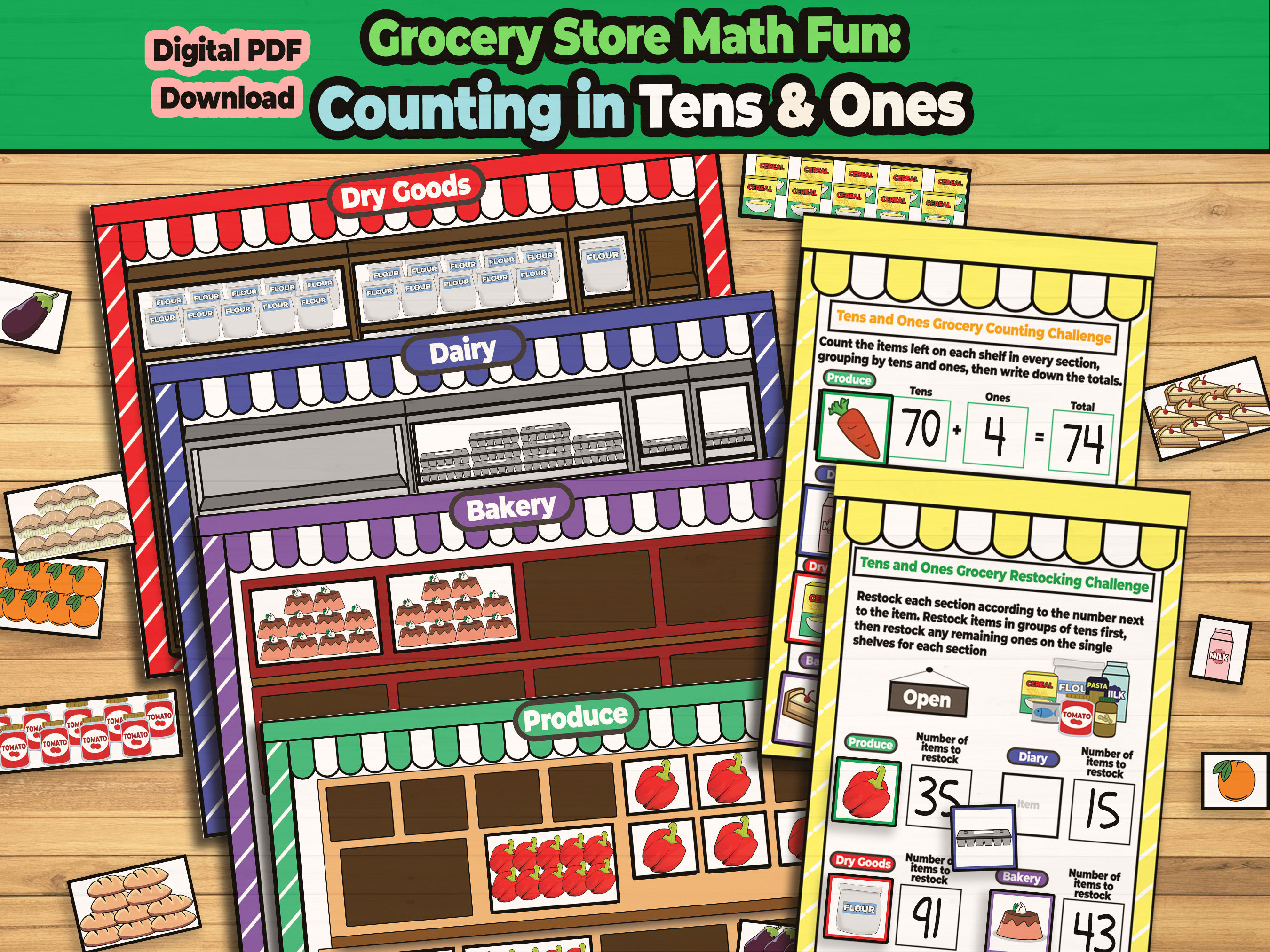 Number Counting Tens and Ones 1-100 Grocery Game Kids Activity -learn ...
