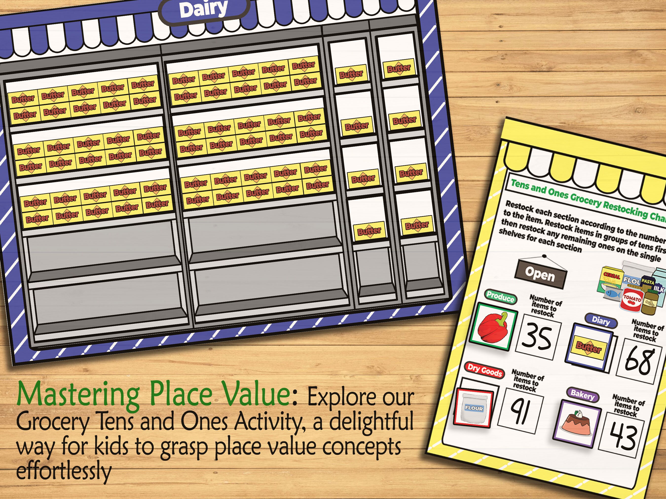 Number Counting Tens and Ones 1-100 Grocery Game Kids Activity -learn ...