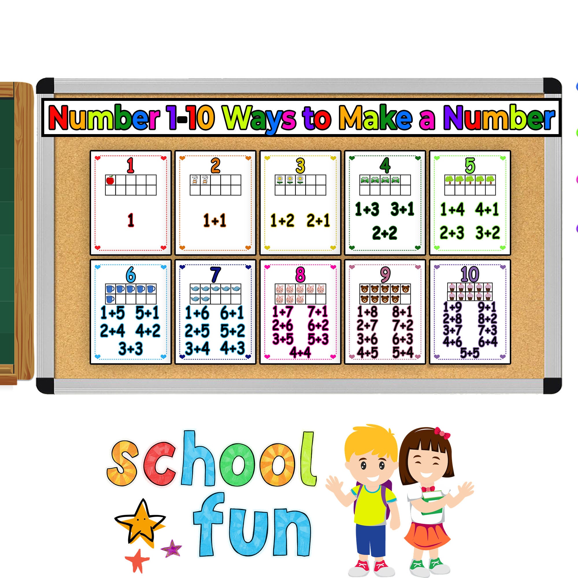 Number Posters With Ten Frames for Classroom Number Poster Math 1st ...