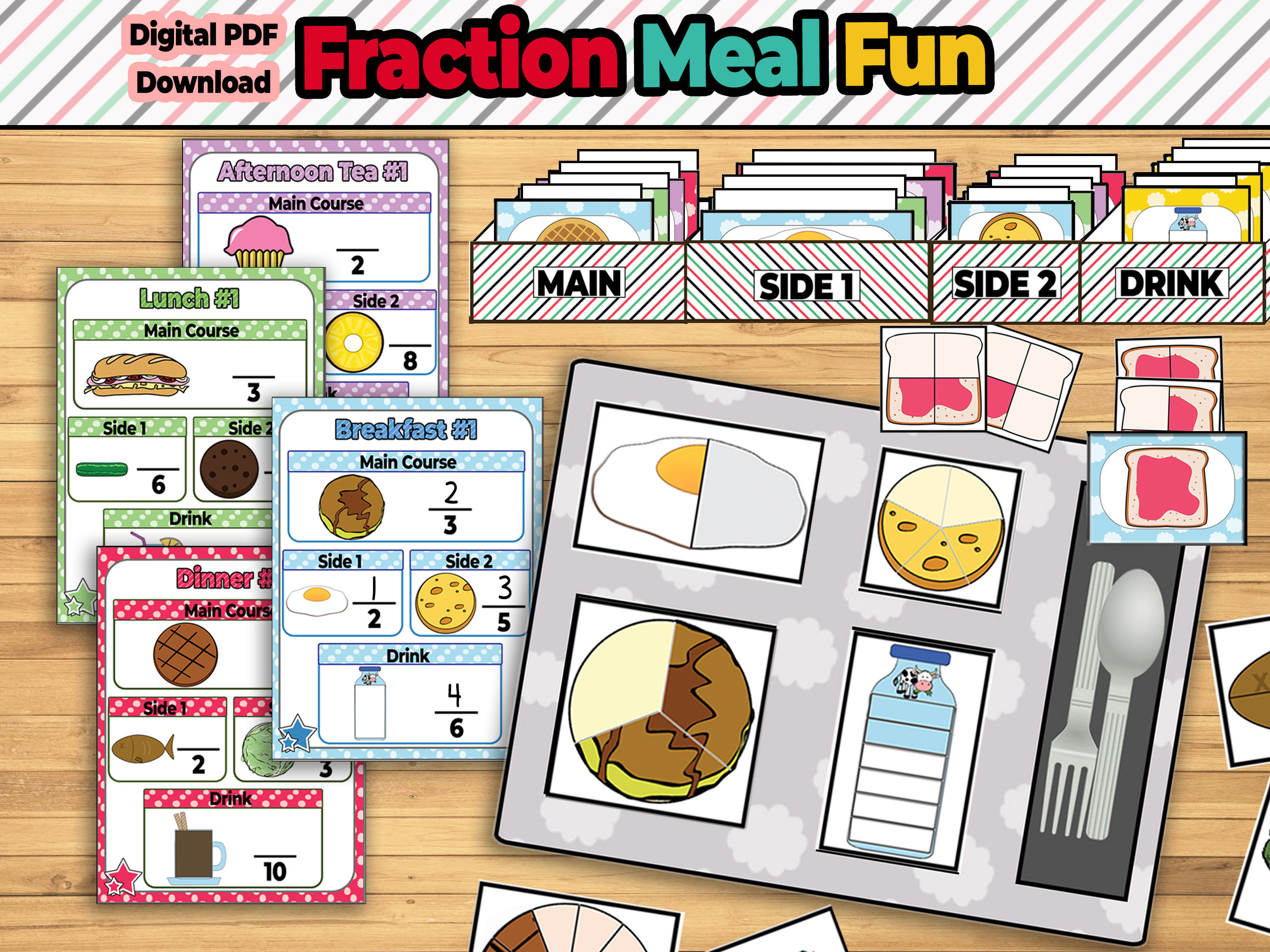 Fraction Montessori Activity Pretend Play-build-learn-fun Educational ...