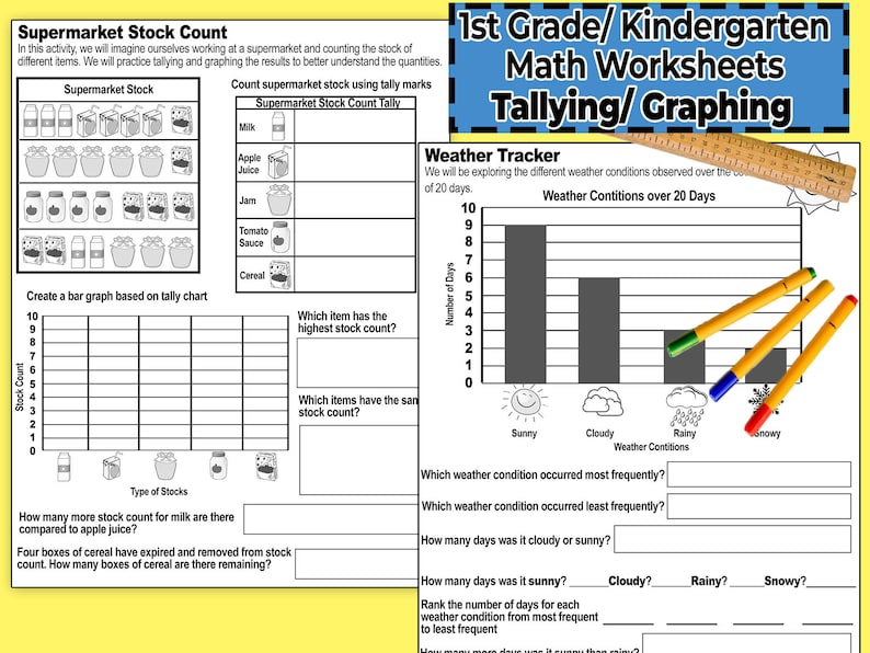 Tallying Graphing Practice Worksheets Printable First Grade ...