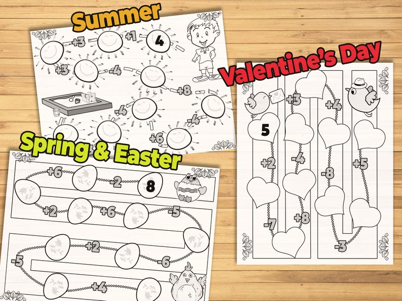 Addition & Subtraction Worksheets Mental Math Continuous Path up to 20 ...