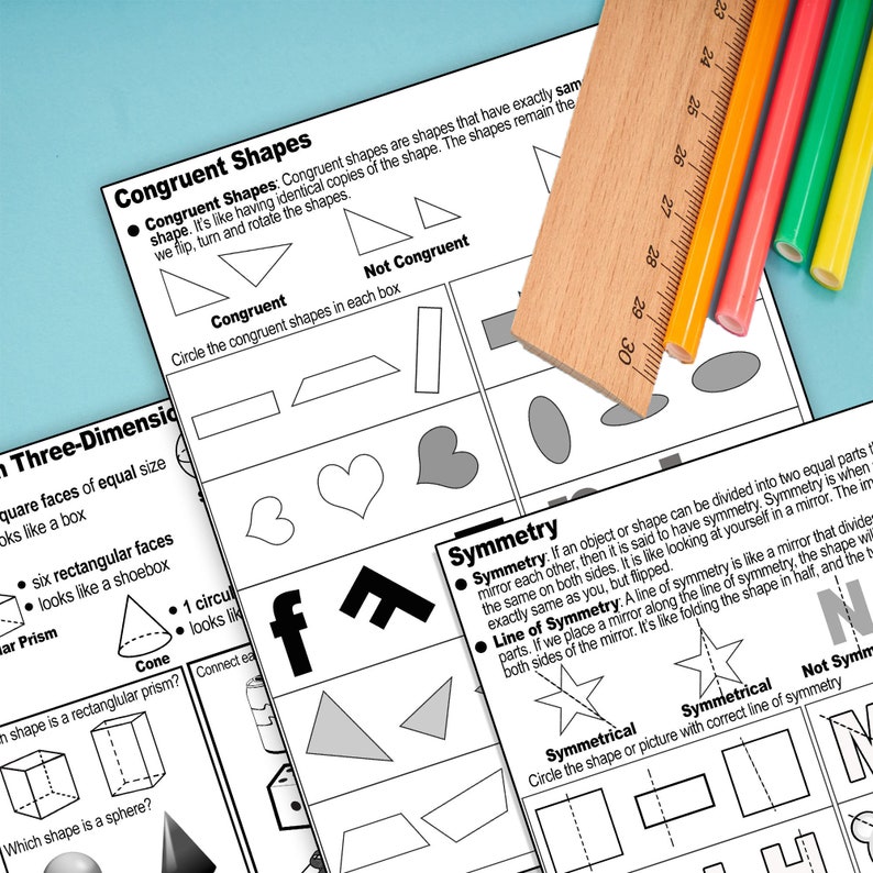 Educational Congruent Symmetry Transformation Posters, Kids Activity 3 ...