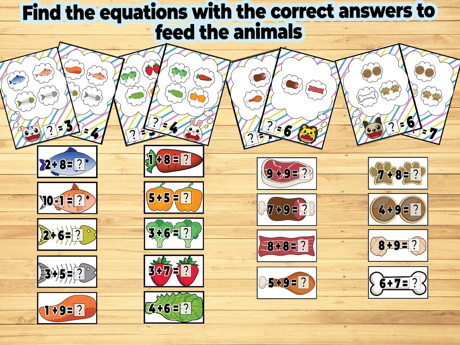 Addition Subtraction Feeding Fun Math Activity-educational Math ...