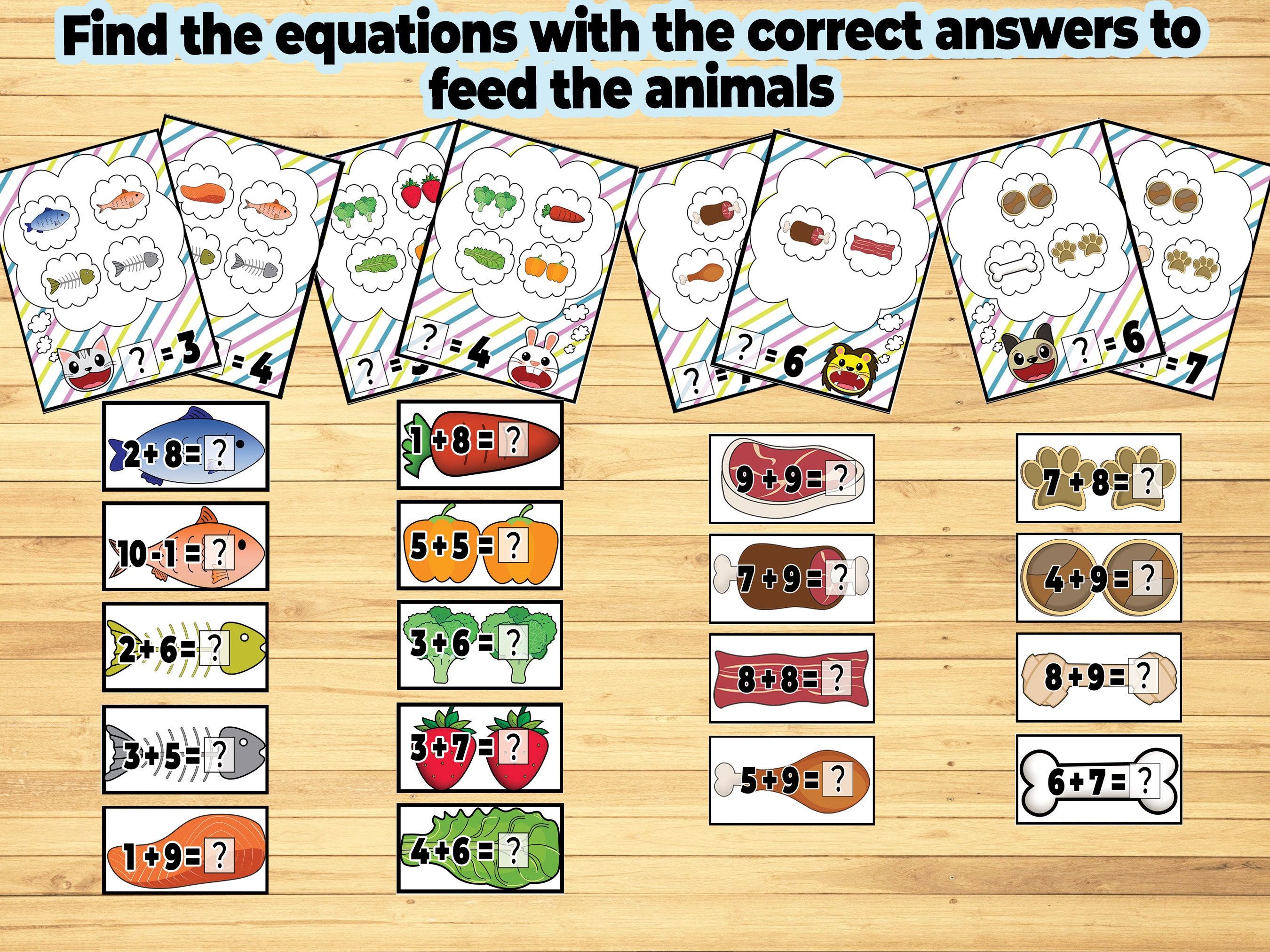 Addition Subtraction Feeding Fun Math Activity-educational Math ...