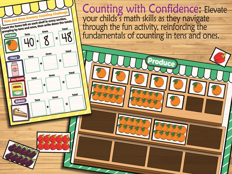 Number Counting Tens and Ones 1-100 Grocery Game Kids Activity -learn ...