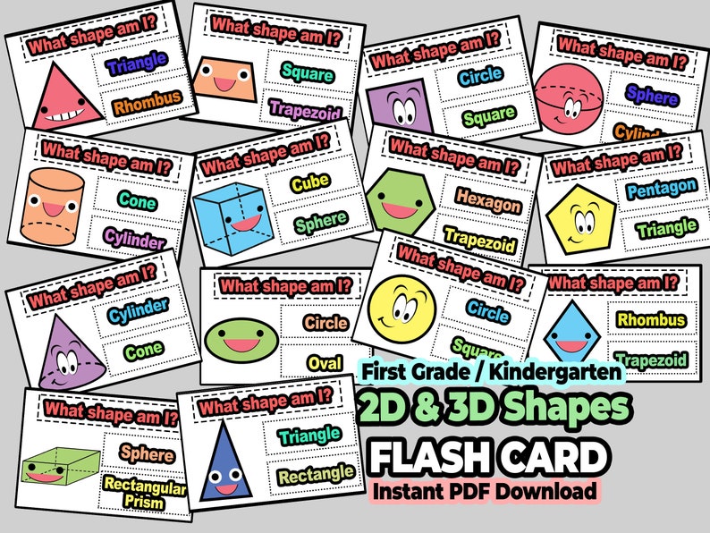 2D Shapes Math Practice Kids - 2D and 3D Shapes Learning Activity ...