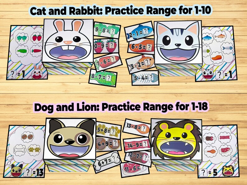 Addition Subtraction Feeding Fun Math Activity-educational Math ...
