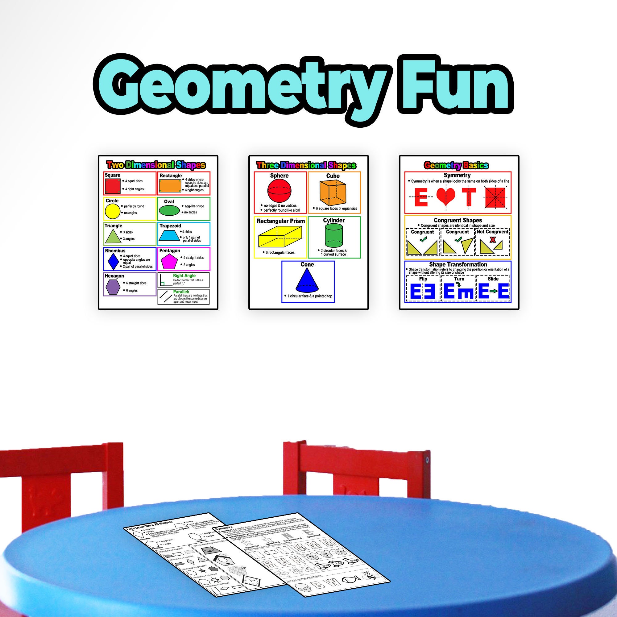 Educational Congruent Symmetry Transformation Posters, Kids Activity 3 ...