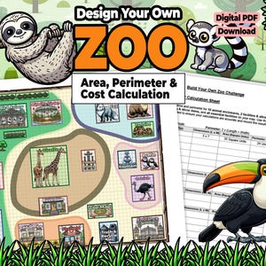 Area Perimeter Zoo Design Math Activity for Kids| Cost Calculations ...