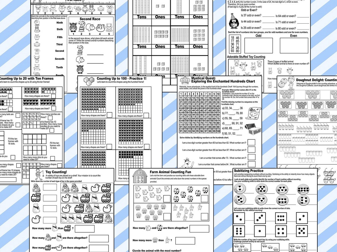 Number Counting Worksheets Math Printable Ten Frames, Hundreds Chart ...