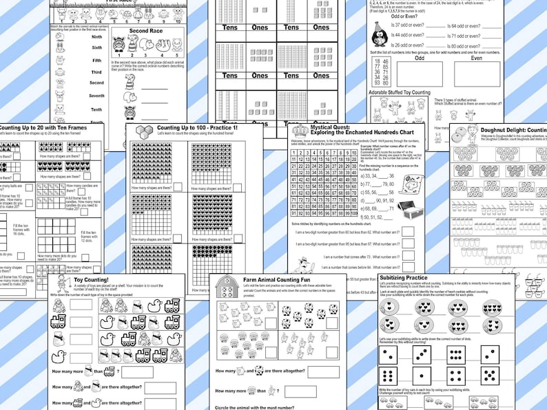 Number Counting Worksheets Math Printable Ten Frames, Hundreds Chart ...