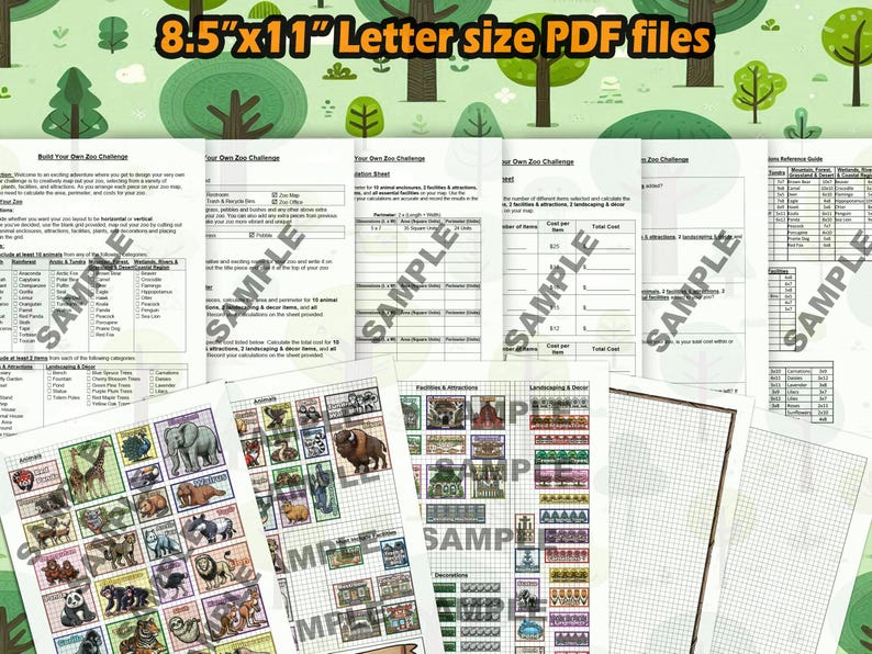 Area Perimeter Zoo Design Math Activity for Kids| Cost Calculations ...