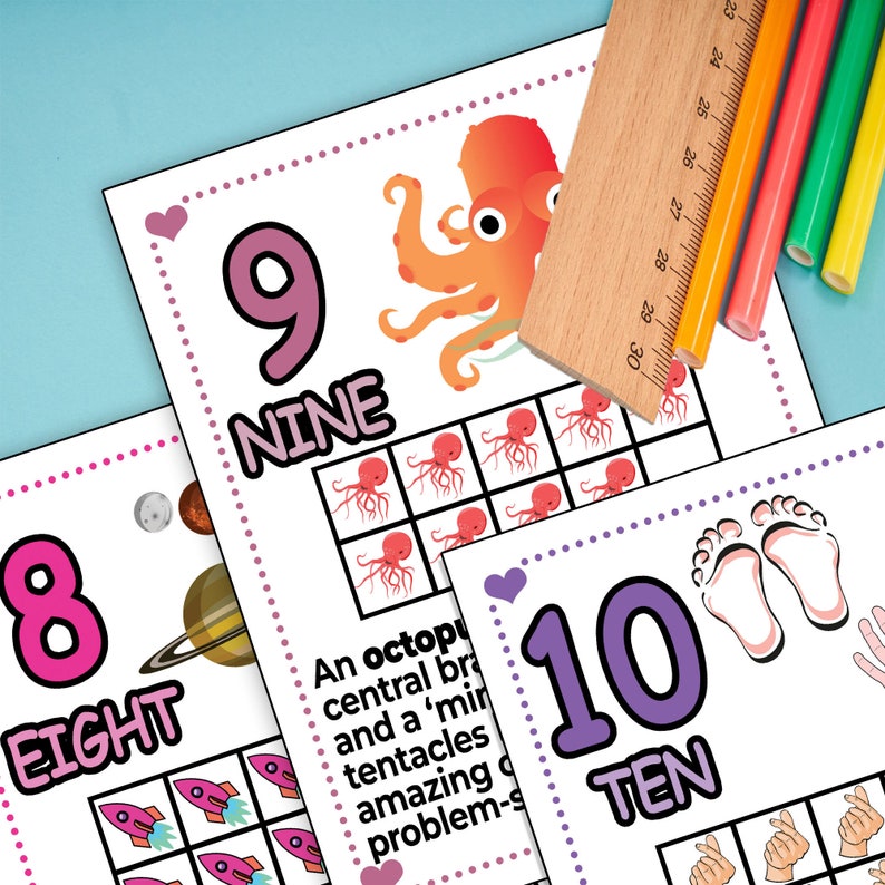Number Poster 1-10 With Fun Facts Ten Frames Counting, Classroom Décor ...