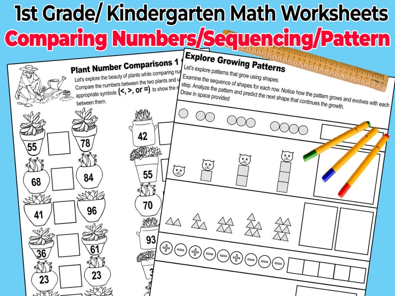 Comparing Numbers Skip Counting Math Worksheets 1st Grade Kindergarten ...