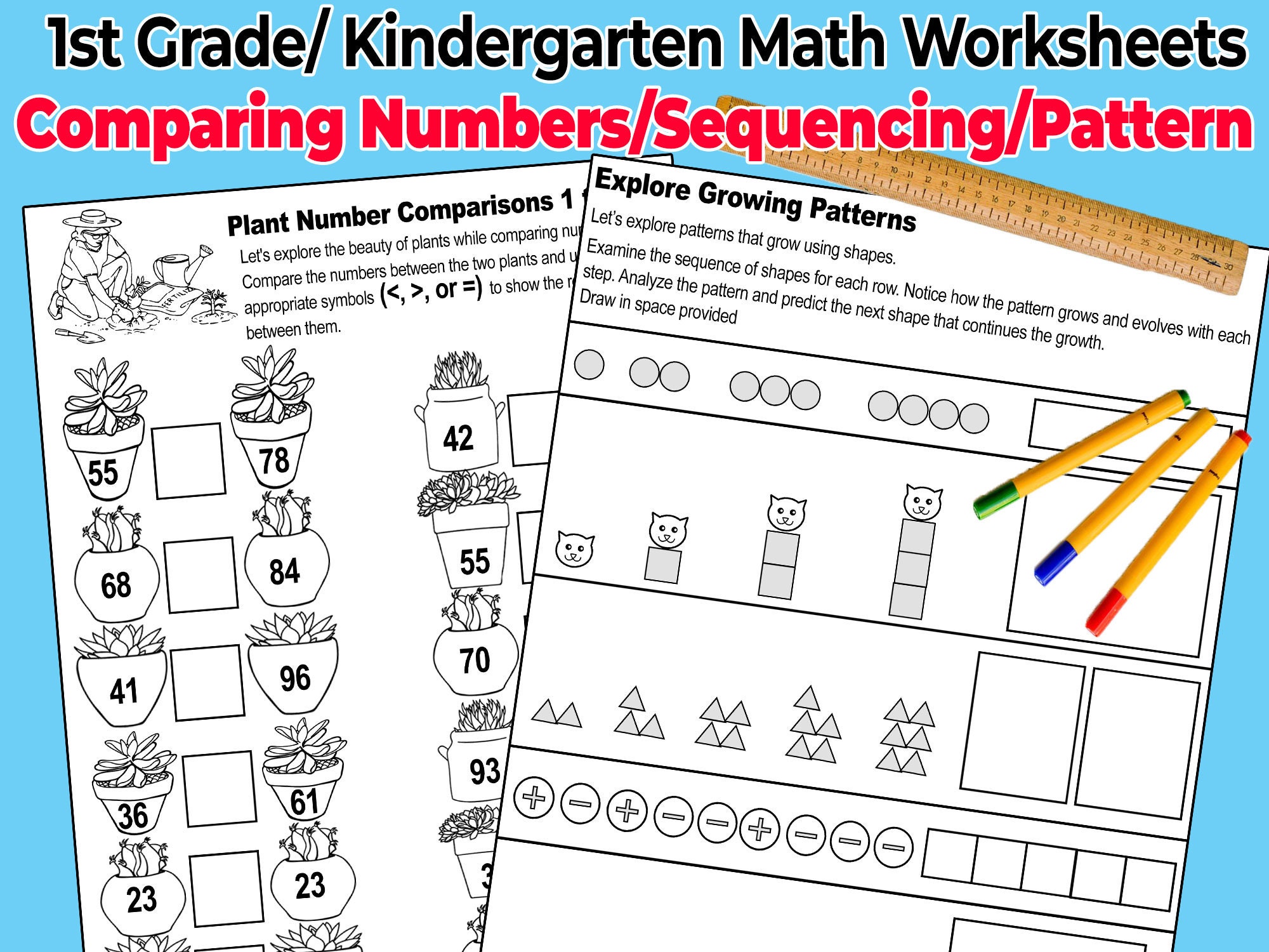 Comparing Numbers Skip Counting Math Worksheets 1st Grade Kindergarten ...