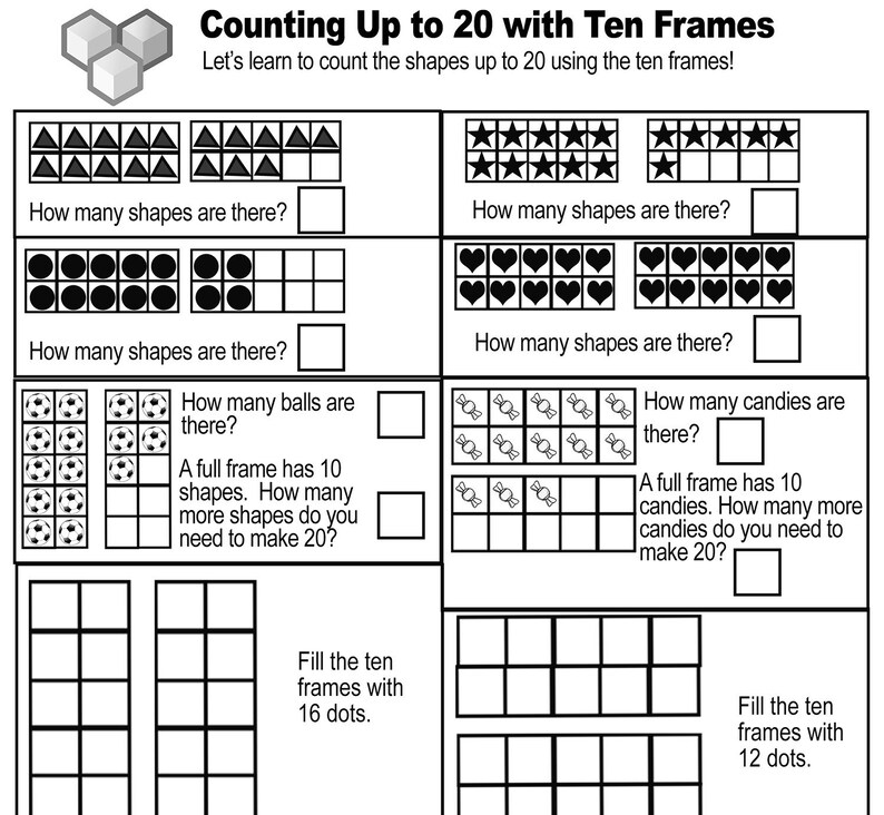 Number Counting Worksheets Math Printable Ten Frames, Hundreds Chart ...